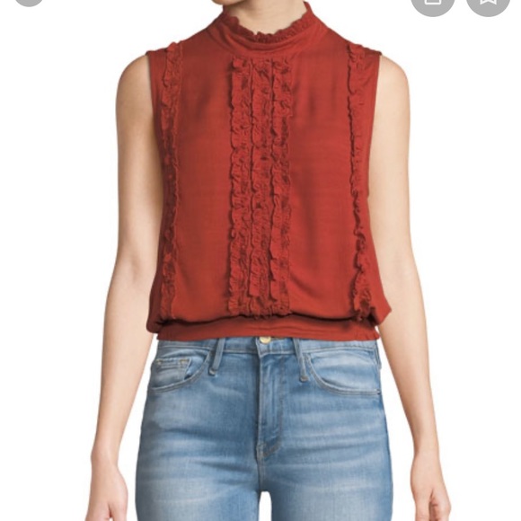 Frame Denim | Tops | Frame Ruffled Mock Neck Sleeveless Blouse | Poshmark
